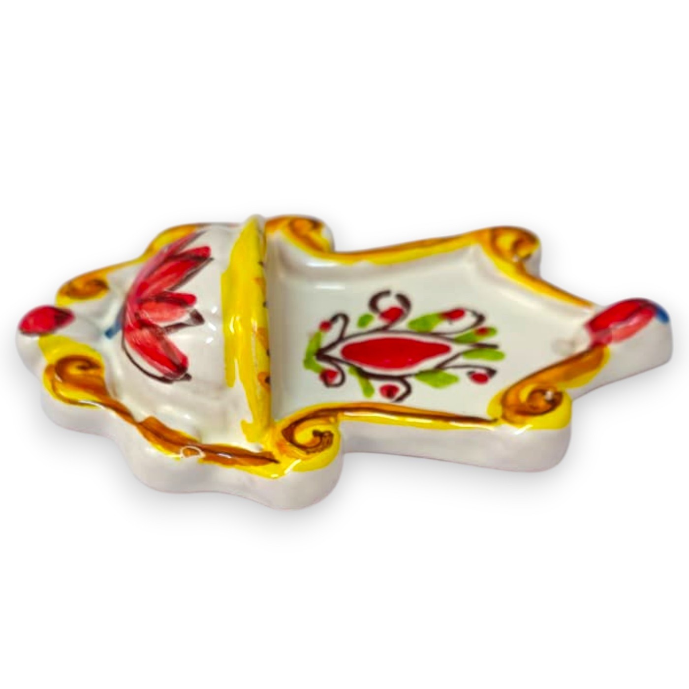 Baroque holy water stoup (1 unit) in Caltagirone ceramic, h 10 x W 6 cm ...